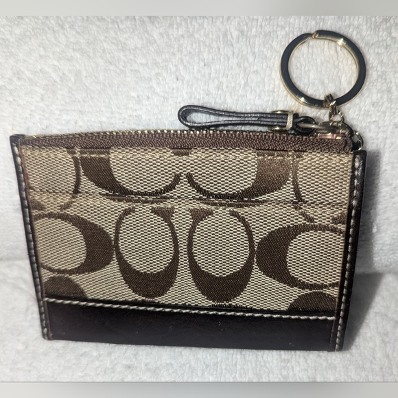 Coach | Bags | Coach Signature Mini Skinny Card Holder Key Ring Wallet ...